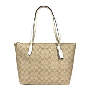 Coach Signature Zip Tote Shoulder Handbag (IM/Light Khaki Chalk)