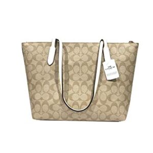 Coach Signature Zip Tote Shoulder Handbag (IM/Light Khaki Chalk)