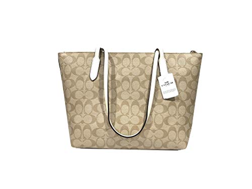 Coach Signature Zip Tote Shoulder Handbag (IM/Light Khaki Chalk)