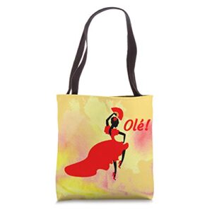 flamenco dancer spanish dancing red dress tote bag