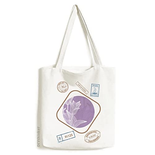 Flower Tulip Illustration Stamp Shopping Ecofriendly Storage Canvas Tote Bag