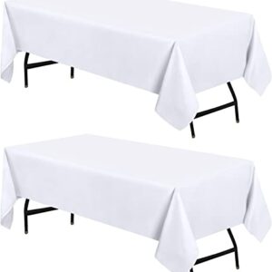 Utopia Kitchen Rectangle Table Cloth 2 Pack [60x102 Inches, White] Tablecloth Machine Washable Fabric Polyester Table Cover for Dining, Buffet Parties, Picnic, Events, Weddings and Restaurants