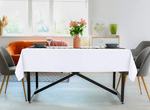 Utopia Kitchen Rectangle Table Cloth 2 Pack [60x102 Inches, White] Tablecloth Machine Washable Fabric Polyester Table Cover for Dining, Buffet Parties, Picnic, Events, Weddings and Restaurants