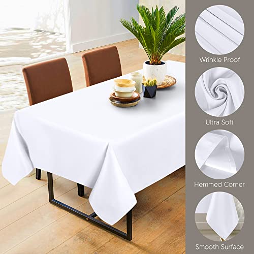 Utopia Kitchen Rectangle Table Cloth 2 Pack [60x102 Inches, White] Tablecloth Machine Washable Fabric Polyester Table Cover for Dining, Buffet Parties, Picnic, Events, Weddings and Restaurants