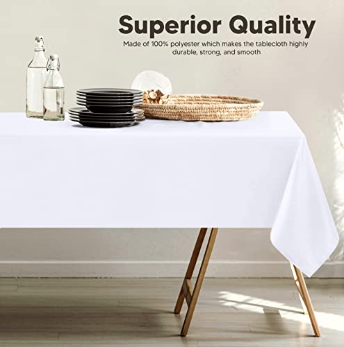 Utopia Kitchen Rectangle Table Cloth 2 Pack [60x102 Inches, White] Tablecloth Machine Washable Fabric Polyester Table Cover for Dining, Buffet Parties, Picnic, Events, Weddings and Restaurants