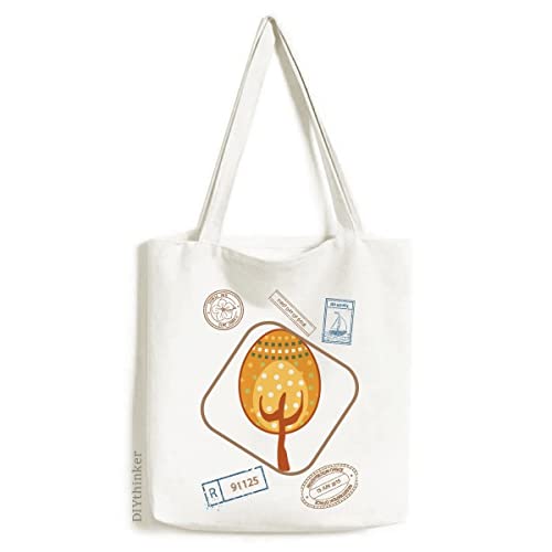 Easter Festival Yellow Egg Tree Stamp Shopping Ecofriendly Storage Canvas Tote Bag