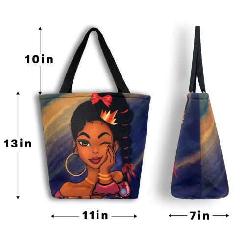 African American Women Tote Bag Shoulder Handbag For Work Travel Business Beach Shopping School Gift Bag