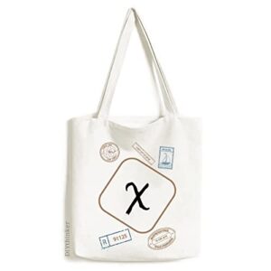 greek alphabet chi black silhouette stamp shopping ecofriendly storage canvas tote bag