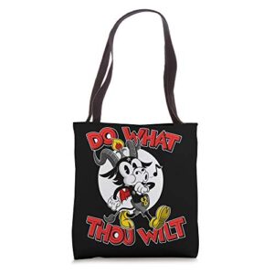 do what thou wilt baphomet 30s cartoon occult esotericism tote bag