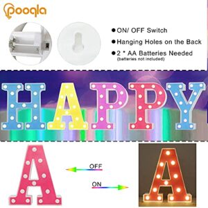 Pooqla LED Marquee Letter Lights, Light Up Alphabet Marquee Letters Sign for Night Light Birthday Wedding Party Christmas Lamp Home Bar Decoration, Purple Letter A