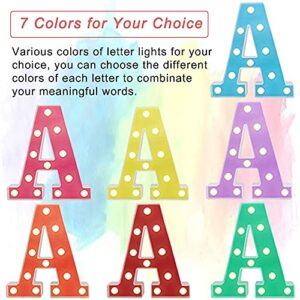 Pooqla LED Marquee Letter Lights, Light Up Alphabet Marquee Letters Sign for Night Light Birthday Wedding Party Christmas Lamp Home Bar Decoration, Purple Letter A