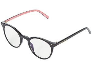 kate spade new york women’s misa blue light reading glasses round, black/demo lens, 49mm, 21mm + 1.5