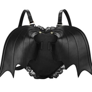 Women Girl Punk Backpack Novelty Bat Wing Daypack Purse Gothic Lace Shoulder Bag Heart Lolita Bag