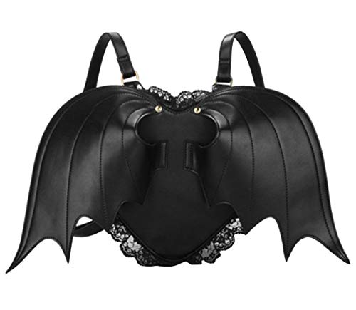 Women Girl Punk Backpack Novelty Bat Wing Daypack Purse Gothic Lace Shoulder Bag Heart Lolita Bag