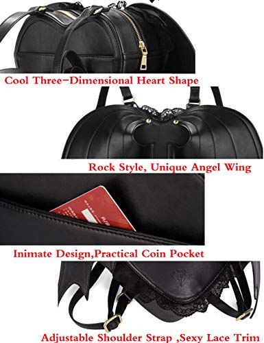 Women Girl Punk Backpack Novelty Bat Wing Daypack Purse Gothic Lace Shoulder Bag Heart Lolita Bag