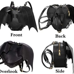 Women Girl Punk Backpack Novelty Bat Wing Daypack Purse Gothic Lace Shoulder Bag Heart Lolita Bag