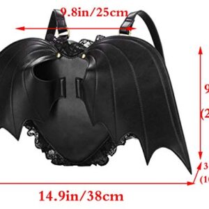 Women Girl Punk Backpack Novelty Bat Wing Daypack Purse Gothic Lace Shoulder Bag Heart Lolita Bag