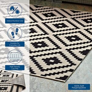 Modway R-1134A-46 Perplex Geometric Diamond Trellis 4x6 Indoor and Outdoor Area Rug, Black and Beige