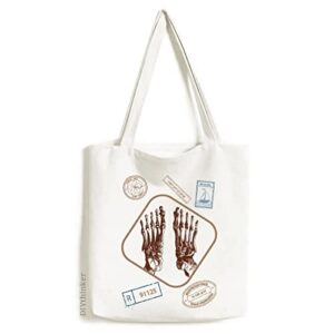 human body bone foot sketch stamp shopping ecofriendly storage canvas tote bag