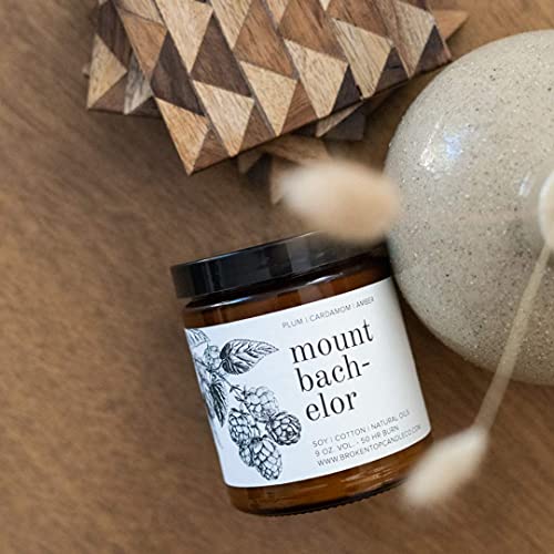 Broken Top - Mount Bachelor|9 oz. Plum, Cardamom & Amber. Pure Soy Wax Candle. 50-Hour Burn Time. Natural Cotton Wick, Vegan, No Parabens, No Phthalates