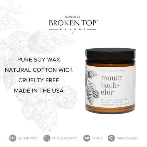 Broken Top - Mount Bachelor|9 oz. Plum, Cardamom & Amber. Pure Soy Wax Candle. 50-Hour Burn Time. Natural Cotton Wick, Vegan, No Parabens, No Phthalates