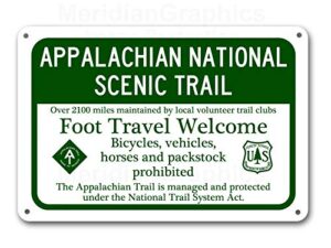 signchat appalachian trail sign aluminum metal national scenic trail thru hiking metal poster wall art decor tin sign 8x12 inches