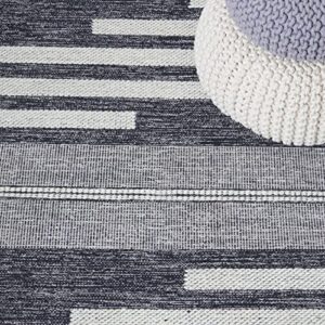 SAFAVIEH Striped Kilim Collection 4' x 6' Ivory / Black STK506A Handmade Flatweave Cotton Area Rug