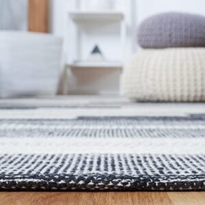 SAFAVIEH Striped Kilim Collection 4' x 6' Ivory / Black STK506A Handmade Flatweave Cotton Area Rug