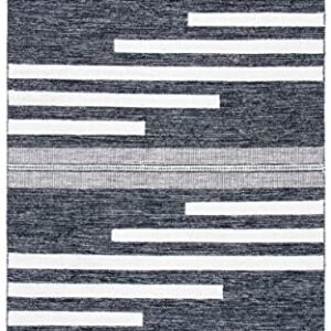 SAFAVIEH Striped Kilim Collection 4' x 6' Ivory / Black STK506A Handmade Flatweave Cotton Area Rug