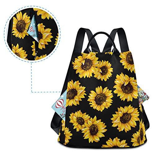 ALAZA Stylish Yellow Sunflower Backpack Purse with Adjustable Straps for Woman Ladies