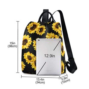 ALAZA Stylish Yellow Sunflower Backpack Purse with Adjustable Straps for Woman Ladies