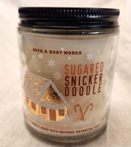 white barn candle company bath and body works single wick scented candle w/essential oils – 7 oz sugared snickerdoodle (warm spices, creamy vanilla, sugared musk)