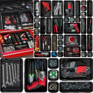 onreva 32pcs tool box organizer tray dividers set, toolbox organizer and storage trays kit, workbench cabinet bins, tool chest drawer organization garage accessories small parts hardware tool tray