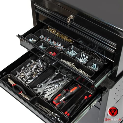 ONREVA 32pcs Tool Box Organizer Tray Dividers Set, Toolbox Organizer and Storage Trays Kit, Workbench Cabinet Bins, Tool Chest Drawer Organization Garage Accessories Small Parts Hardware Tool Tray