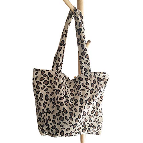 Leopard Tote Bag With Zipper Cheetah Gifts For Women Fuzzy Tote Bags For Beach