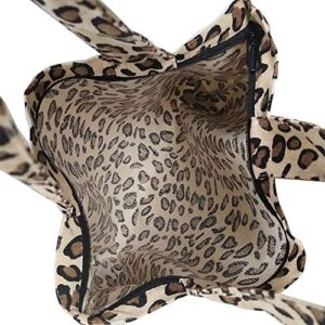 Leopard Tote Bag With Zipper Cheetah Gifts For Women Fuzzy Tote Bags For Beach