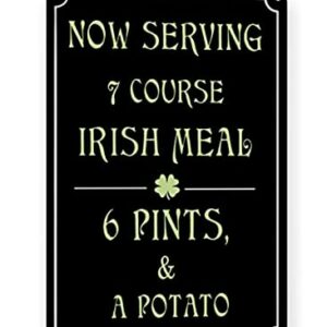 7 Course Irish Meal 12" x 8" Funny Tin Metal Sign Pub Bar Man Cave Decor Tavern Brew Pub Plaque