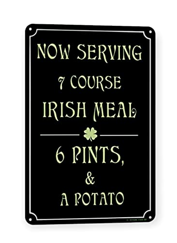 7 Course Irish Meal 12" x 8" Funny Tin Metal Sign Pub Bar Man Cave Decor Tavern Brew Pub Plaque