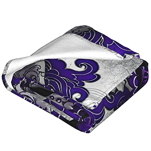 Blue Sugar Skull Floral Throw Blanket Warm Ultra-Soft Micro Fleece Blanket for Bed Couch Living Room Decoration