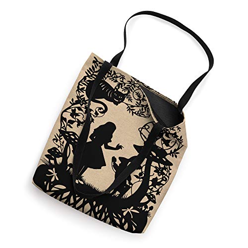 Silhouette of Alice in Wonderland and cat caterpillar rabbit Tote Bag