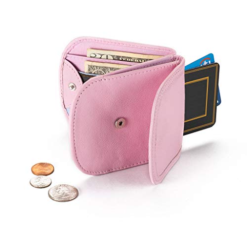 Taxi Wallet - Soft Leather, Ballet Slipper Pink – A Simple, Compact, Front Pocket, Folding Wallet, that holds Cards, Coins, Bills, ID – for Men & Women