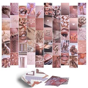 east coast mart wall collage kit – 50 pcs, 4×6 inches, photo collage kit for wall aesthetic, dorm photo display, rose gold room décor aesthetic for teen girls