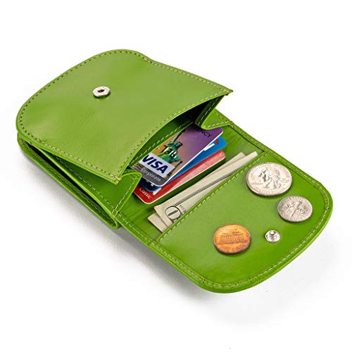 Taxi Wallet - Smooth Leather, Yummy Avocado – A Simple, Compact, Front Pocket, Folding Wallet, that holds Cards, Coins, Bills, ID – for Men & Women