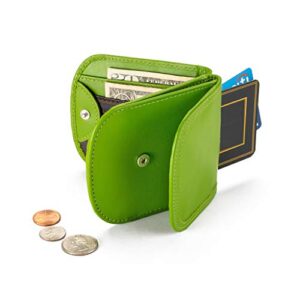 Taxi Wallet - Smooth Leather, Yummy Avocado – A Simple, Compact, Front Pocket, Folding Wallet, that holds Cards, Coins, Bills, ID – for Men & Women