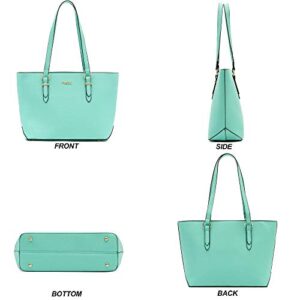 Handbags for Women Large Tote Shoulder Bags Top Handle Satchel Purses Wallet set 2pcs LightGreen