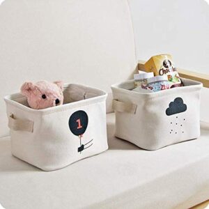 UJLN Mini Storage Bags Desktop Storage Bags Cotton Linen Storage Basket Foldable Storage Bins Family Organizer Box Decorative Bag 2Pcs (Crown)