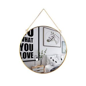 longwin hanging wall circle mirror decor gold geometric mirror with chain for bathroom bedroom living room 11.8″