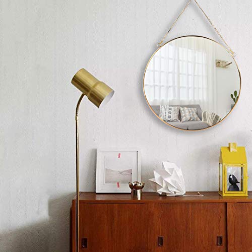 LONGWIN Hanging Wall Circle Mirror Decor Gold Geometric Mirror with Chain for Bathroom Bedroom Living Room 11.8"