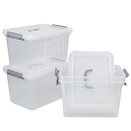 Lesbin 4-Pack Clear Plastic Storage Latch Box with Lids, 10 L