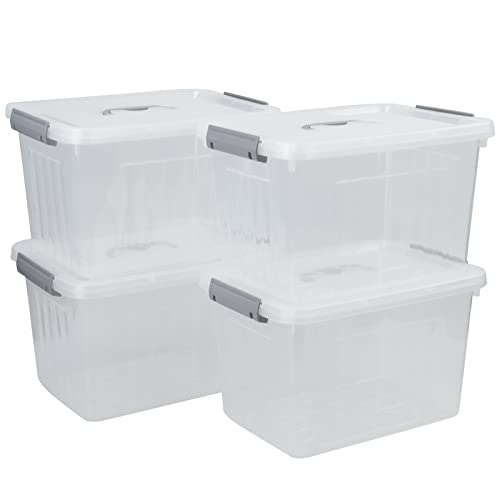 Lesbin 4-Pack Clear Plastic Storage Latch Box with Lids, 10 L